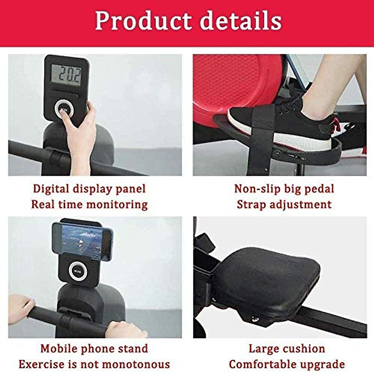 Foldable Rowing Machines Rowing Machine for Home Use Foldable Silent Magnetic Control, Aerobic Exercise Fitness Equipment, Male and Female Weight Loss Muscle Training Water Ro