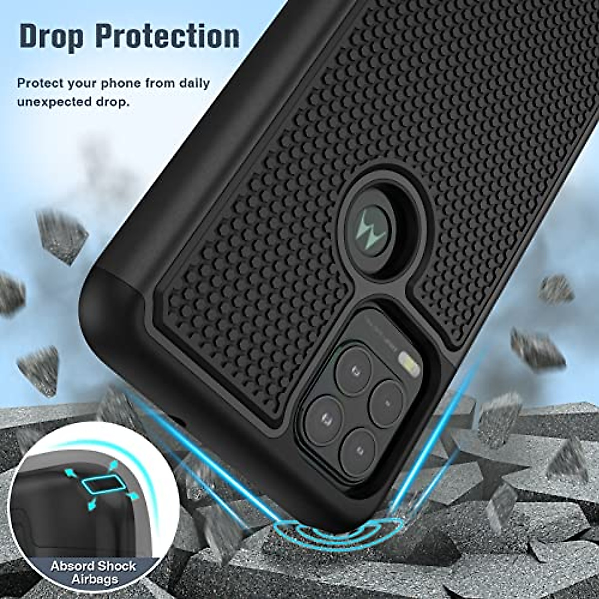 for Motorola Moto G Stylus 5G Case: Dual Layer Protective Heavy Duty Cell Phone Cover Shockproof Rugged with Non Slip Textured Back - Military Protection Bumper Tough - 6.8inch (Matte Black)