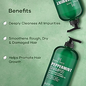 BOTANIC HEARTH Peppermint Oil Shampoo - Hair Blooming Formula with Keratin for Thinning Hair - Fights Hair Loss, Promotes Hair Growth - Sulfate Free for Men and Women - 16 fl oz