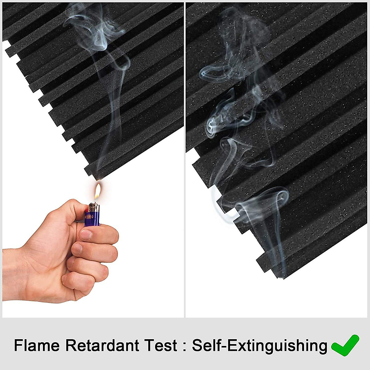 Acoustic Studio Absorption Foam Panel 24 Pack 2'' X 12'' X 12'' Broadband Sound Absorber-Sound Proof Padding Soundproofing Studio Foam -Periodic Groove Structure (24 Square Feet Black)