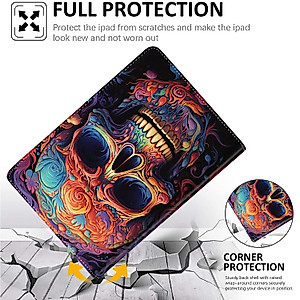 Case for iPad Pro 11 Inch 4th/3rd/2nd/1st Generation 2022/2021/2020/2018, Multi-Angle Smart Stand Cover Auto Sleep/Wake Fit iPad Air 4/5, Colorful Floral Skulls