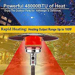 48000 BTU Heater, Patio Heater for Outdoor Use, 89inch Heater with Portable Wheels, Propane Gas Heaters with Auto Shut-off Tilt Valve for Commercial & Residential, ETL Certification