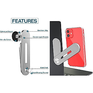 REYPAZ Adjustable Laptop Side Mount Clip, Phone Holder for Laptop - Laptop Stand Computer Monitor Expansion Bracket Compatible with All Cell Phones