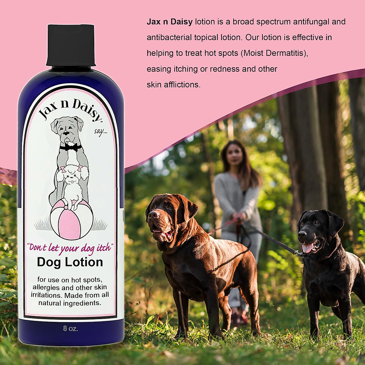 Jax N Daisy Don't Let Your Dog Itch Lotion Itch Relief for Dogs, 8oz Treatment and Skin Soother for Dogs with Itchiness and Hot Spots - Dog Grooming Supplies - Anti Itch for Dogs