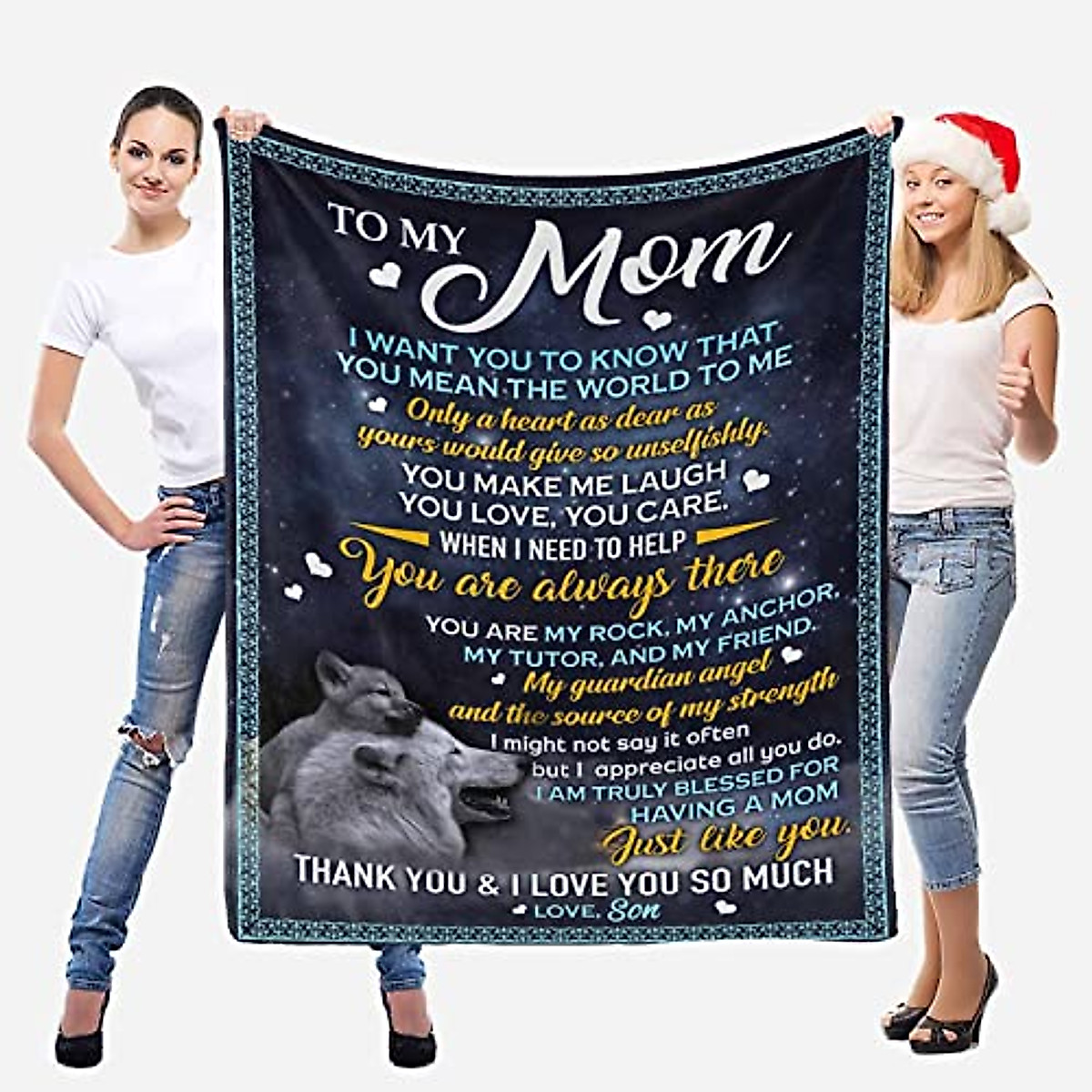 InterestPrint Personalized Love Blanket Throw to My Mom from Daughter & Son, Mother's Day Blanket Gift I am Truly Blessed for Having a mom just Like You Blanket