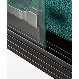 4 x 3 Foot Teal Fabric Tack board for Wall Mount Use, Locking Sliding Glass Door, 48 x 36 Inch Enclosed Bulletin Board for Indoor Use - Black Aluminum with Teal Fabric