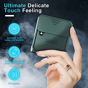 Janmitta Samsung Galaxy Z Flip 4 Case Built in Slide Camera Lens Cover+Hinge Protection+Finger Ring Stable Kickstand, Heavy Duty Shockproof Full Body Protective Phone Cover,2022 Dark Green