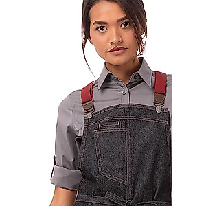 Chef Works Unisex Berkeley Short Bib Apron, Indigo Blue, One Size