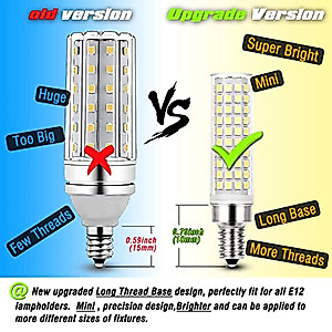 ALIDE E12 100w Replacement LED Candelabra Bulbs C7,6000K Daylight Bright Cool White,1200 Lumen T6 E12 10W LED Chandelier Light Bulbs for Ceiling Fan Pendant Lighting Salt Lamp,Non-dimmable,5 Pack