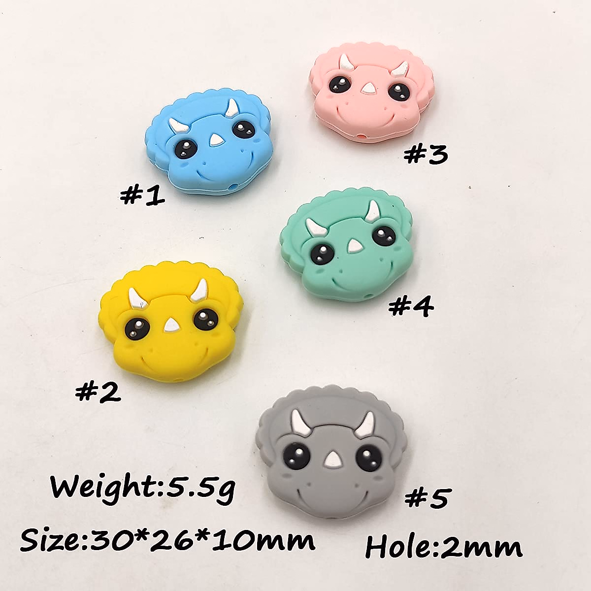 Arakierst 10pcs Silicone Dinosaur Pearl Focal Bead for Pen Mini Cute Silicone Animal Shape Beads for Keychain Making DIY Beading Woman Lanyards Jewelry Craft