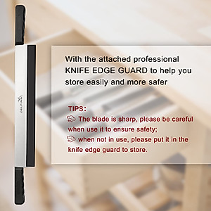 DELFINA 15 Inch Double Handle Cheese Knife with Blade Protector, Stomatal Blade with 5" Plastic Comfortable Handles, Cheese Knife for Cheese,Cakes,Vegetables,Butter,Soaps