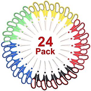 Scissors Bulk 24-Pack, BURVAGY 8" Multipurpose Sharp Scissors for School Office Home，All Purpose Scissors Stainless Steel Blades Safety Soft Grip Handles,Right/Left Handed…