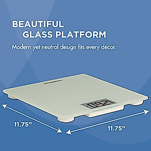 HealthWise Digital Weight Scale | 438 lbs / 199 kg Capacity | Tempered Glass Auto-On | Quick, Accurate Body Weight Measurements | Measurement Modes: LBS, KG or ST