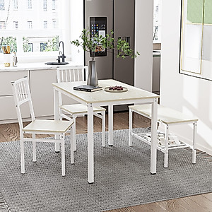 Teraves Dining Table Set/Computer Desk,Kitchen Table with 2 Chairs and a Bench,Table and Chairs 4 Piece Set for Dining Room (Beige, 110CM)