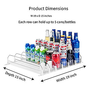 Baraiser Drink Organizer for Fridge, Self-Pushing Soda Can Organizer for Refrigerator, Width Adjustable Pusher Glide, Automatic Drink Dispenser (6 Rows, White)