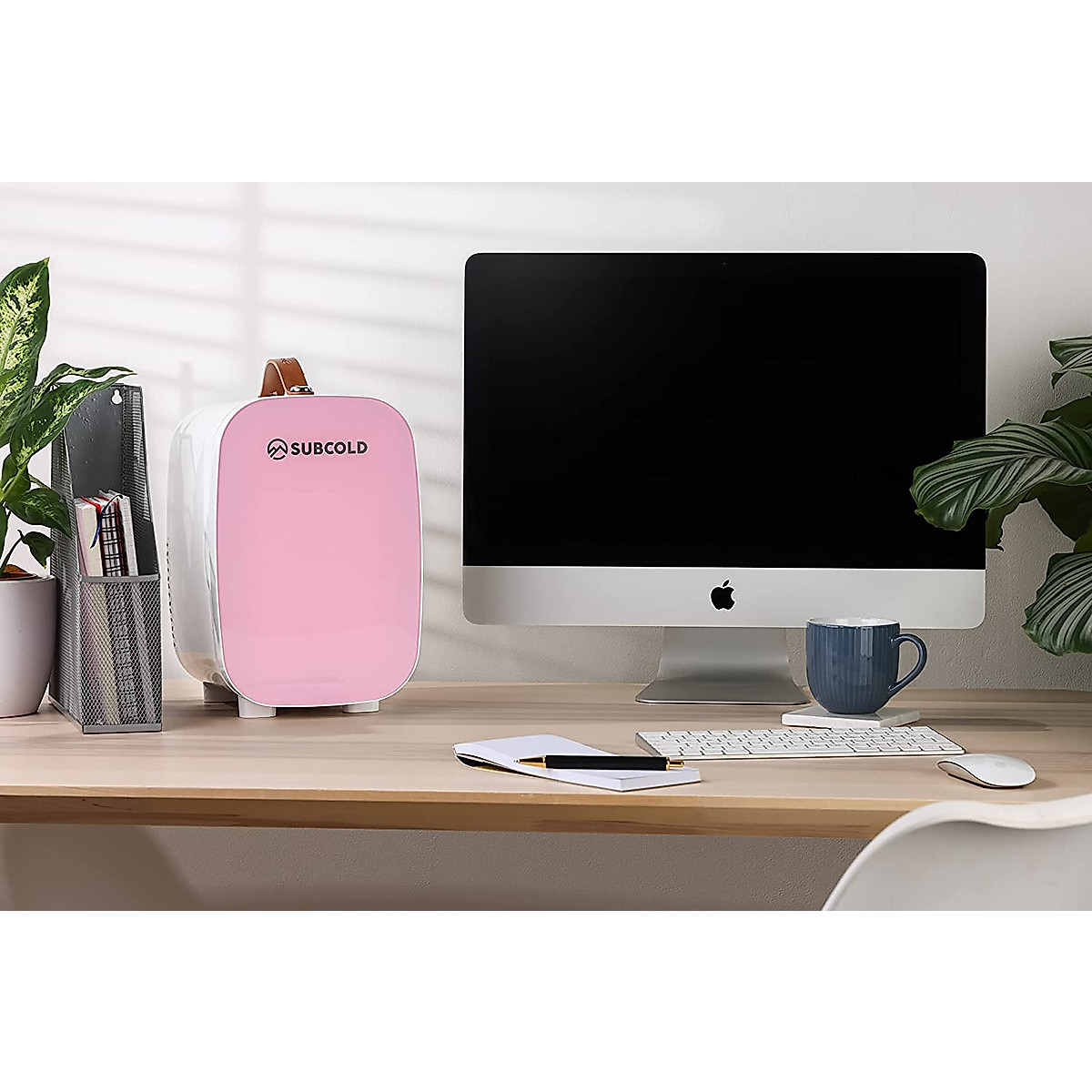 Subcold Pro6 Luxury Mini Fridge Cooler 6 Litre / 8 Cans AC & Exclusive USB Power Option Small Portable Fridge For The Office, Bedroom, Car, Skincare & Cosmetics Pink