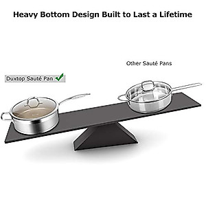 Duxtop Ceramic Non-stick Sauté Pan, Induction Stainless Steel Sauté Pan, 5.5-Qt Deep Skillet with Lid, Professional Grade and Impact-bonded Technology, FUSION Ti