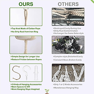 petonfun Macrame Plant Hangers Indoor Macrame,4 Pack Hanging Planter Holder for Window,Ceiling Crochet Handmade Boho Home Decor Set for Hanging Plants Basket Pot,Ivory