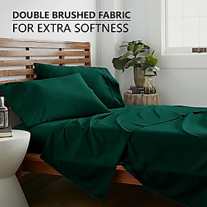 American Home Collection Full Sheet Set - 4 Pieces Extra Soft Bedding Sheets & Pillowcases Set - Breathable, Wrinkle, Fade, and Stain Resistant - Deep Pockets - Easy Fit - Dark Green Soft Bed Sheets