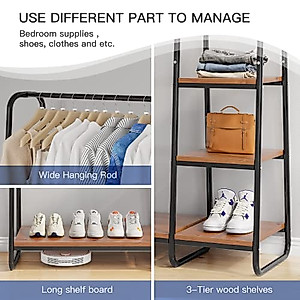 Raybee Clothing Rack 67”H Clothes Rack with Shelves Clothing Racks for Hanging Clothes Heavy Duty Garment Rack Portable Clothing Rack with Shelves Free Standing Wardrobe Closet 67" Hx39.8 Lx15.8 D