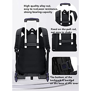 Yookeyo Rolling Backpack for Boys Elementary School Bag with Wheels Travel Trolley Bag 2 wheels & 6 wheels, Black