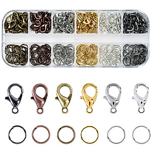 KOPOX Lobster Claw Clasps and Open Jump Rings Set, 6 Colors Lobster Clasps for Jewelry Making, Keychains and Bracelet