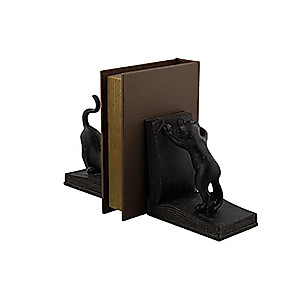 Deco 79 Polystone Cat Reading Bookends, Set of 2 7"H, 6"W, Black