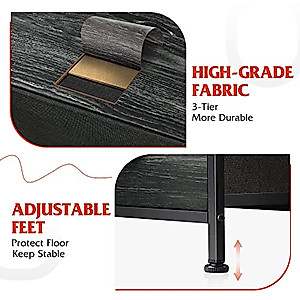 WLIVE 9-Drawer Dresser, Fabric Storage Tower for Bedroom, Hallway, Nursery, Closet, Tall Chest Organizer Unit with Fabric Bins, Steel Frame, Wood Top, Easy Pull Handle, Charcoal Black Wood Grain Print