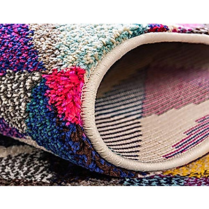 Unique Loom Estrella Collection Geometric, Triangles, Bright Colors, Abstract, Modern Area Rug, 2 ft 7 in x 10 ft, Multi/Beige