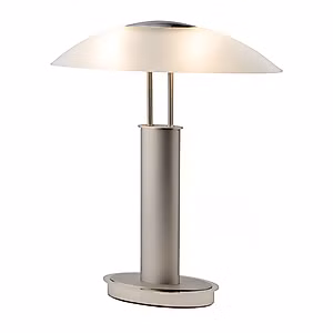 Artiva USA Avalon 9476TCM Touch-switch Table Lamp, Frosted Canoe Glass Shade, Satin Nickel and Chrome Finish