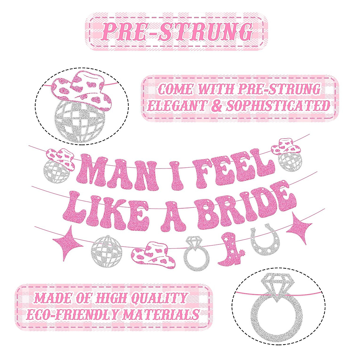 Man I Feel Like A Bride Banner Last Rodeo Bachelorette Party Decorations for Western Cowgirl Bridal Shower Wedding Party Supplies