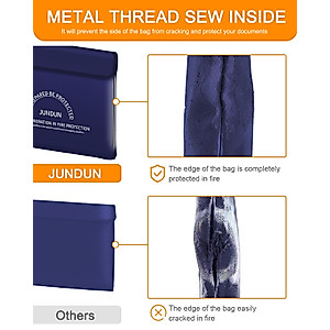 Fireproof Document Bag with 5200℉ Heat Insulated,14.0”x10.4” Waterproof and Fireproof Money Bag,8 Layers Thickened Fire Safe Storage Bag Pouch with Zipper for Document,Money and Cash,Blue