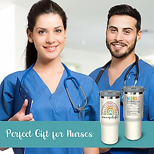 soeufnwhf 30oz Nurse Tumbler Cup with Handle Nurse Travel Coffee Mug, Nurse Nutrition Facts Tumbler, Best Nursing School Gifts, Nursing Graduation Gifts, RN Gifts for Nurses Appreciation Gifts