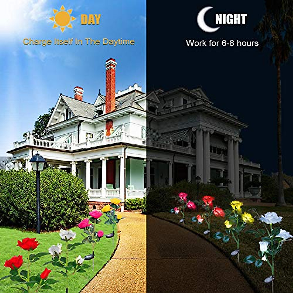 Solar Garden Stake Lights, Waterproof Solar Rose Lights Outdoor Decorative Rose Flowers LED Lights with 3 Roses for Garden Landscape Lawn Yard Courtyard Patio Backyard Decorations