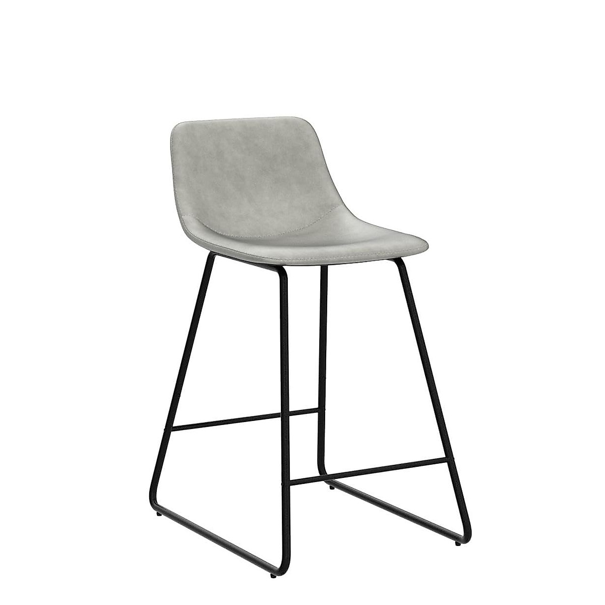 LUE BONA Bar Stools Set of 4, 24" ALX Faux Leather Barstools, Modern Counter Height Stools with Back and Metal Legs, Armless Counter Chairs for Kitchen Island, Grey