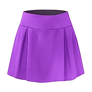 DGZTWLL White Dress Pants for Women Yoga Tennis Skirts for Women High Waisted Modest Golf Athletic Activewear Skorts Mini Summer Workout Running Shorts(F1-Purple,XX-Large)