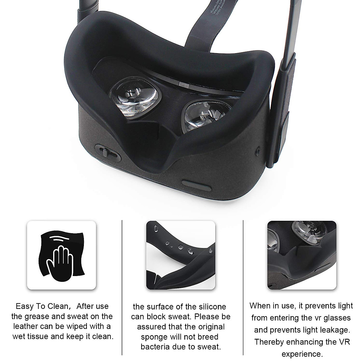 AMVR Touch Controller Grip Cover, Leather Fashion Travel Case, Face Silicone Cover Mask, VR Headset Display Stand, Lens Protect Pad, Nose Pad Replacement Accessories Gift Set for Oculus Quest 1