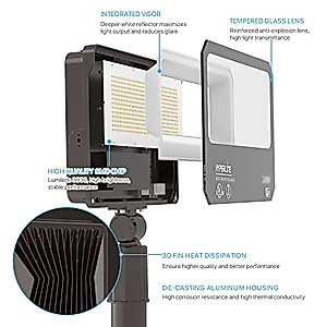 HYPERLITE LED Parking Lot Light 150W with Dusk to Dawn Photocell, 5000K Outdoor Commercial Area Lighting with UL Certified, IP65 Waterproof LED Pole Light with Adjustable Slip Fitter mounting
