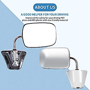 ECCPP Towing Mirror Replacement fit 1973-1991 For Chevy/For Chevy For GMC Jimmy Suburban C10 20 30/C/K1500 2500 3500/K15 25 35 Manual Stainless Mount Folding Chrome Side Mirror Plastic