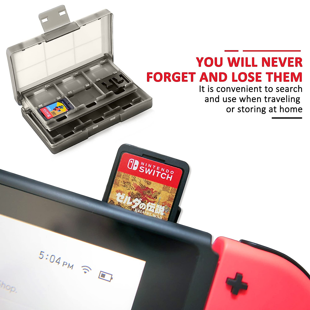 Xahpower Game Card Case Holder for Nintendo Switch, 24-in-1 Game Storage Case Compatible with Nintendo Switch/ Switch Lite/ Switch Oled Catridge Storage Box Black