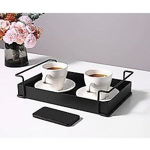 YURONG Decorative Coffee Table Tray Black Tray with Handles Serving Tray Christmas Decorations Tray for Home Table House Room 13.4 X 8.3 X 3.2 inches