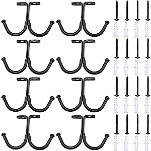 ITROLLE 8PCS Double Prong Ceiling Hook with Screws, Under Shelf Coat Hooks Bathroom Towel Bedroom Robe Hook for Closet Top Bathroom Kitchen Cabinet Garage Baseball Cap, Coat, Clothes and Jewelry