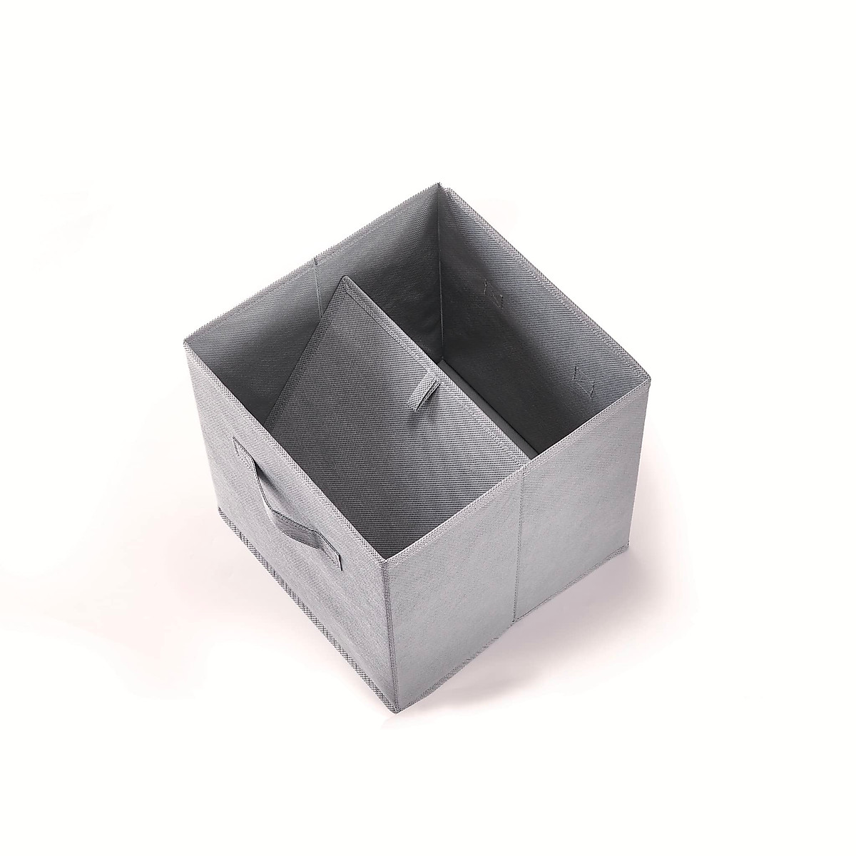 Mrooda Fabric Storage Bins 2 Pack Storage Cubes For Shelves、Storage Bins with 2 Handles 、Rectangle Storage Box Organizer Shelf Baskets 、for clothes toys books and more、color grey 2 pack