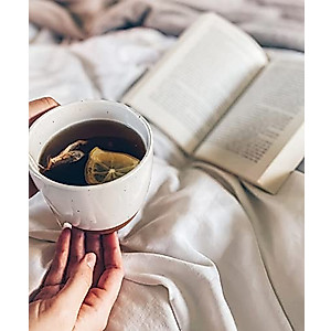 Mora Ceramic Large Latte Mug Set of 4, 16oz - Microwavable, Porcelain Coffee Cups With Big Handle - Modern, Boho, Unique Style For Any Kitchen. Microwave Safe Stoneware - Assorted Neutrals