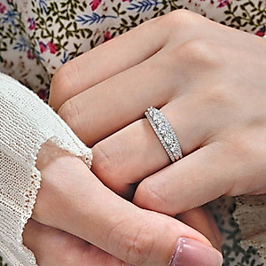 SHELOVES Sterling Silver Eternity Bands for Women Simulated Diamond Cubic Zirconia Wedding Rings Sz 7.5