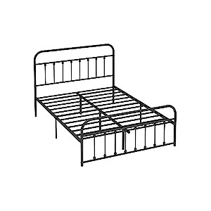 Closadin Classic Metal Platform Bed Frame with Heaboard and Footboard,Strong Metal Slats Support,No Box Spring Needed,Easy Assembly,Queen Size,Black