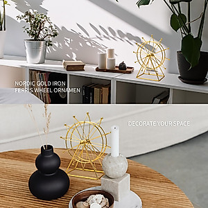 MATUFF Gold Ferris Wheel Decorations for Office Bookshelf Decor, Home Decor Living Room Shelf- Spinning Ferris Wheel for Gift Birthday Thanksgiving Valentine's Day