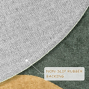 Sungea 4ft Abstract Round Rug,Soft Washable Non-Slip Sun and Mountain Circle Kids Room Rugs,Chic Faux Wool Low-Pile Circular Throw Rugs for Entryway/Bedroom/Nursery/Living Room/Bathroom(Grey)