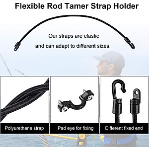 4 Pieces Rod Strap Holder Deck Mount Connector Mount Rod Strap Hold Down for Boat Kayak Boat Fishing(12 Inch)