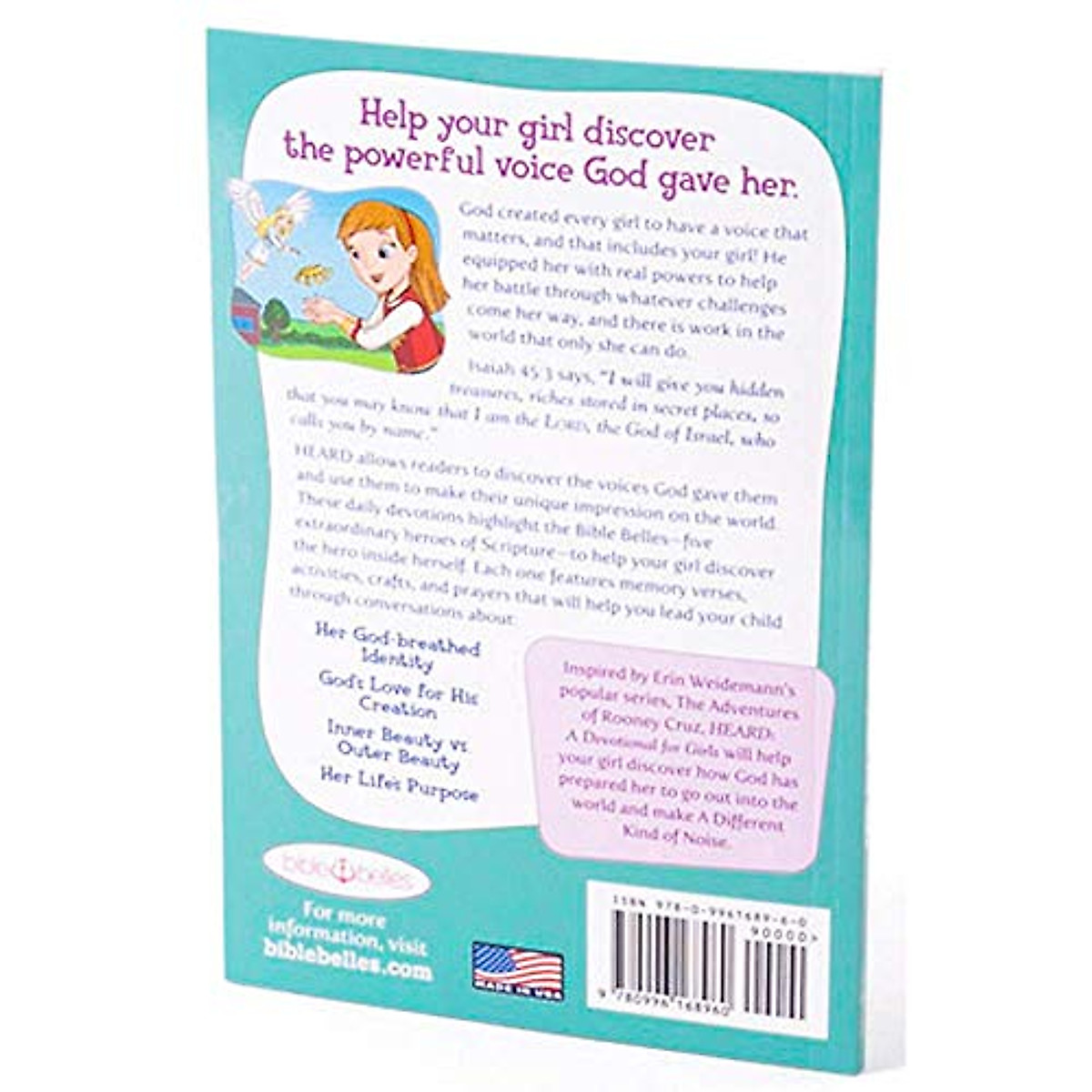 BIBLE BELLES Daily Devotional for Girls Heard: The Adventures of Rooney Cruz” Children's Devotional Book – Christian Activity Book w/5 Weeks of Crafts, Bible Verses, Prayers & Bible Stories